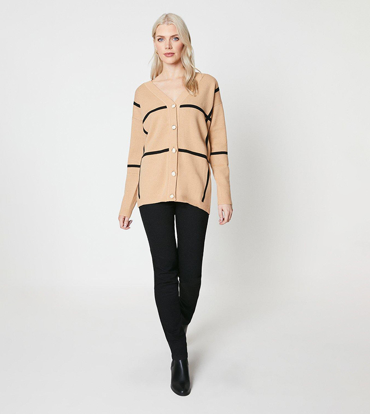 Buy Principles Jacquard Large Check Cardigan In Black | 6thStreet Qatar