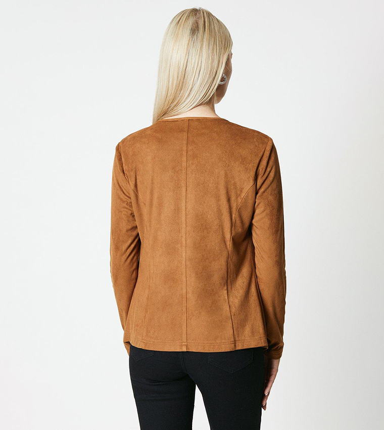 Buy Principles Suedette Waterfall Jacket In Brown | 6thStreet Kuwait