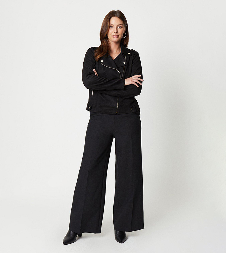 Buy Principles Suedette Bounded Biker Jacket In Black | 6thStreet Qatar