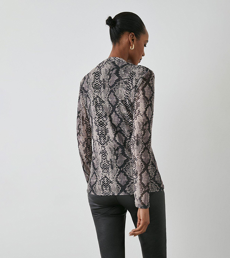 Buy Principles Snake Print Mesh Mock Neck Top In NEUTRAL | 6thStreet Kuwait