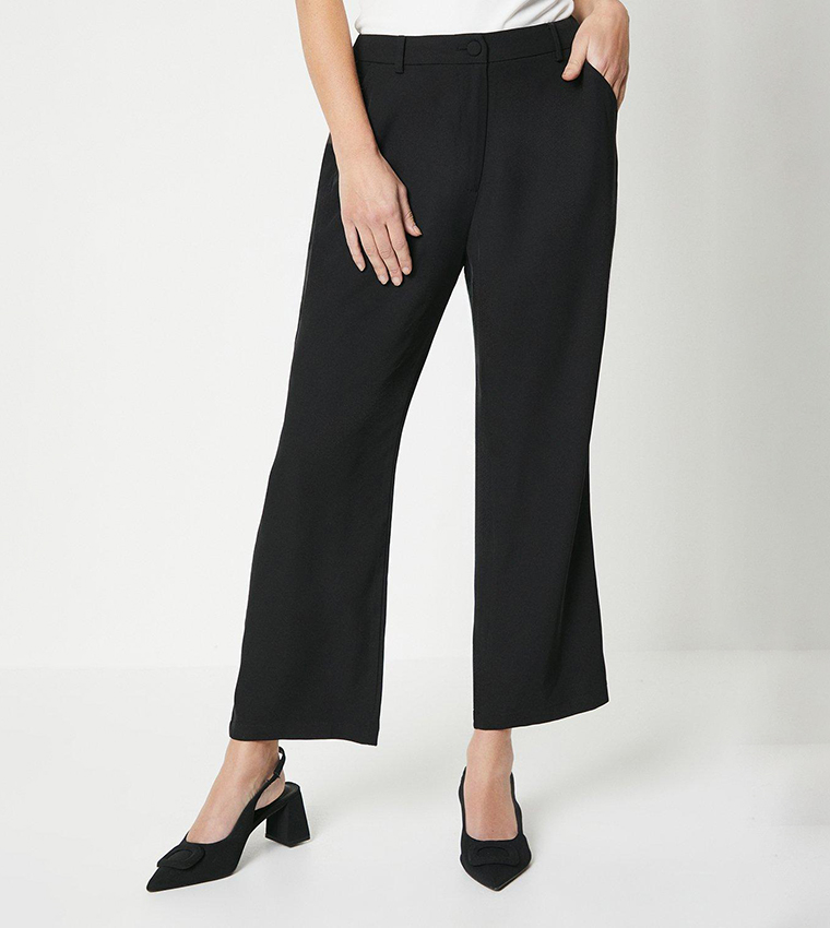 Buy Principles Petite High Waist Tapered Leg Trousers In Black ...