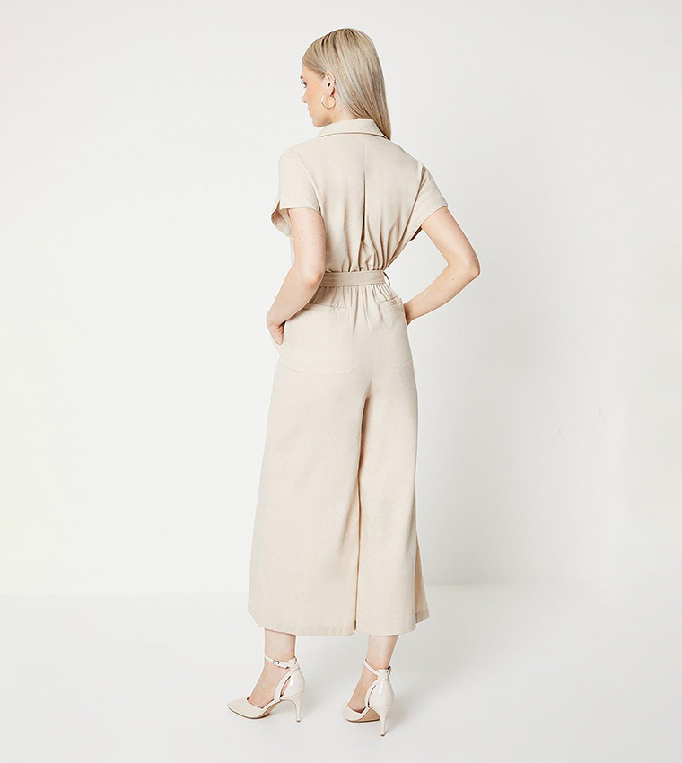 Buy Principles Linen Blend Belted Jumpsuit In Sand | 6thStreet UAE