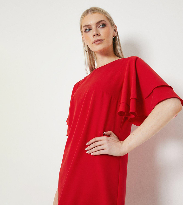 Buy Principles Outlet Volume Flute Sleeves Dress In Red | 6thStreet UAE