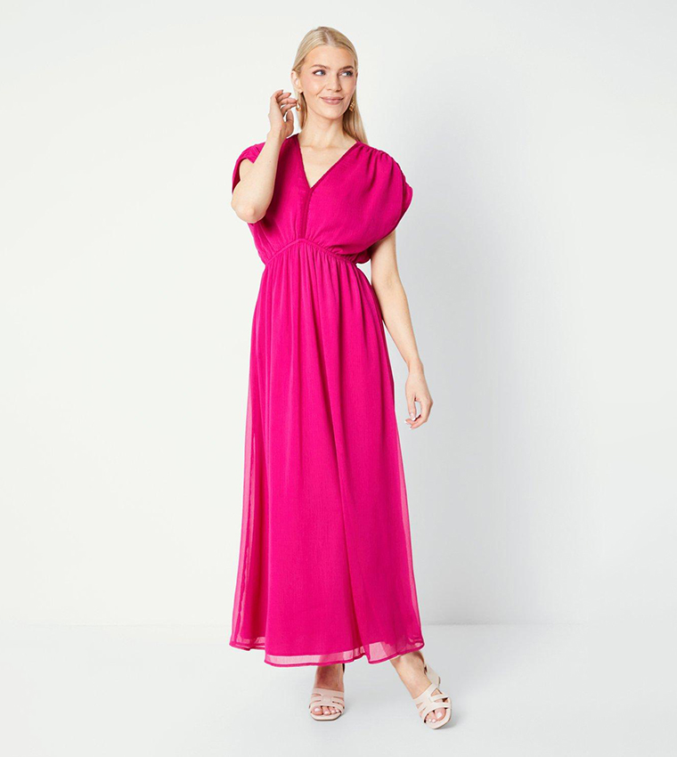 Buy Principles Outlet Pleated Detail Maxi Dress In Pink | 6thStreet UAE