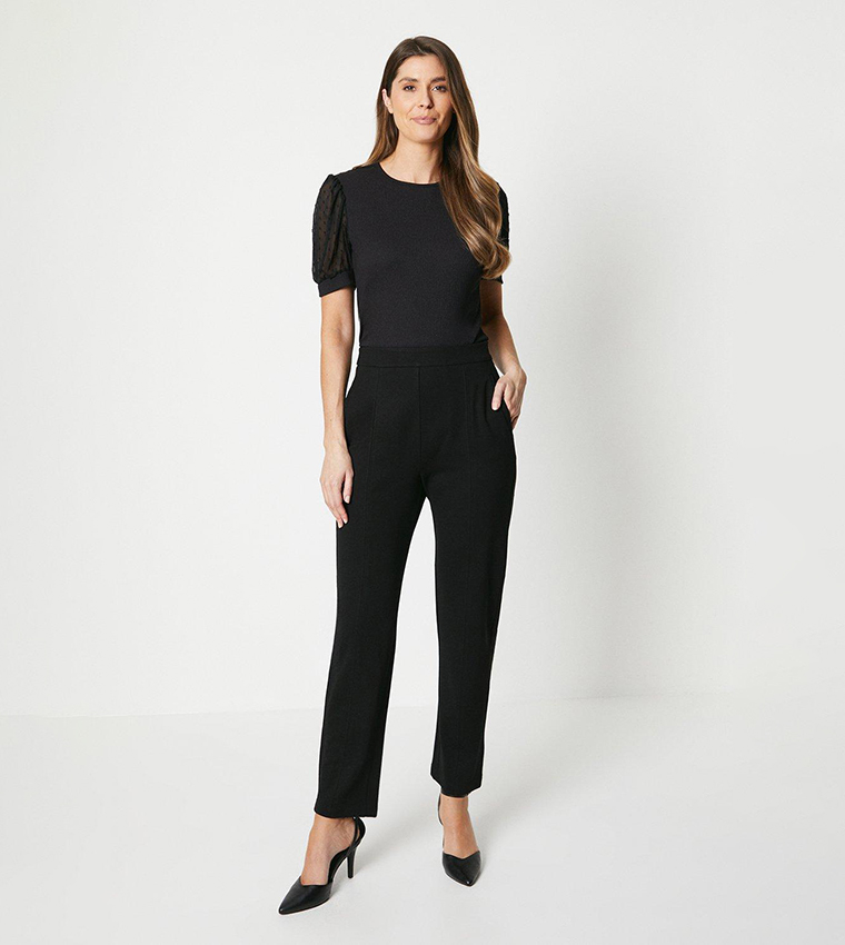 Buy Principles Puff Sleeves Jersey Top In Black | 6thStreet Qatar