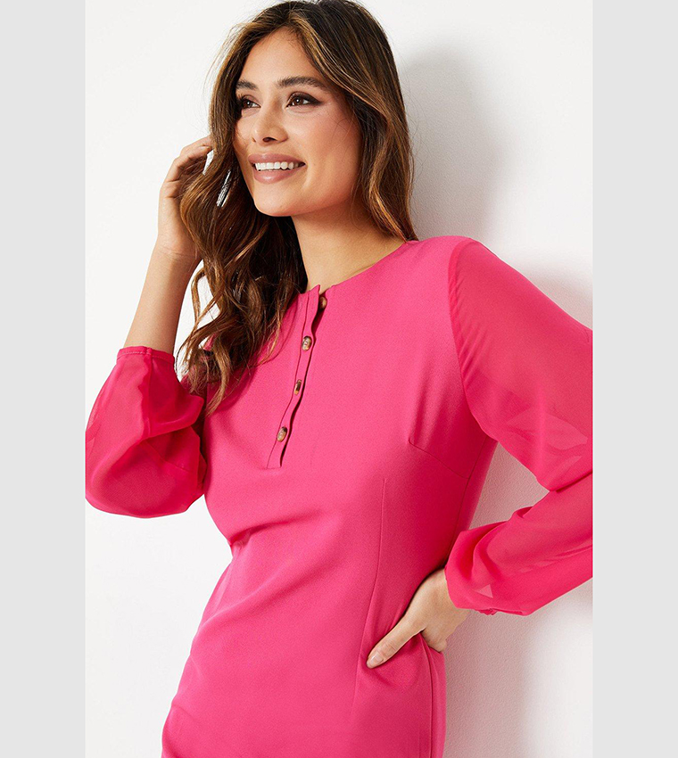Buy Principles Chiffon Sleeves Mini Dress In Pink 6thstreet Saudi Arabia