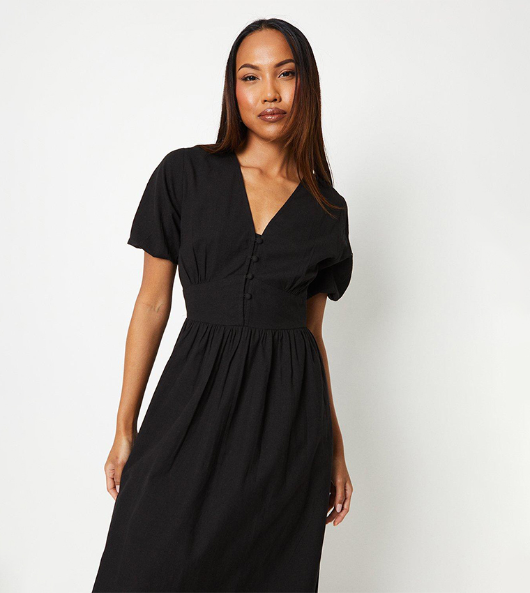 Buy Principles Linen Blend Midi Dress In Black | 6thStreet Kuwait