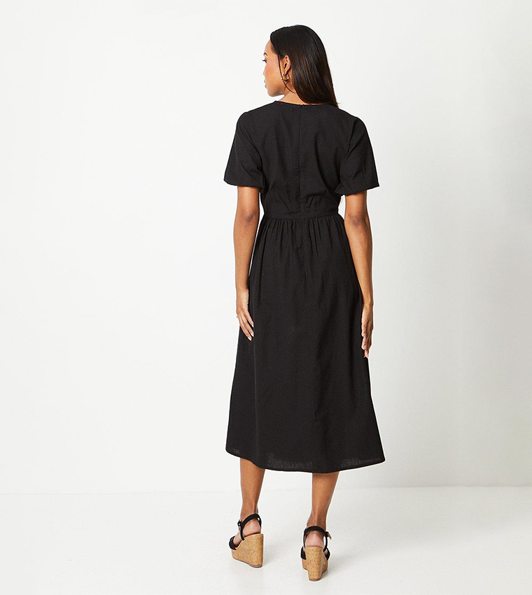 Buy Principles Linen Blend Midi Dress In Black | 6thStreet Kuwait