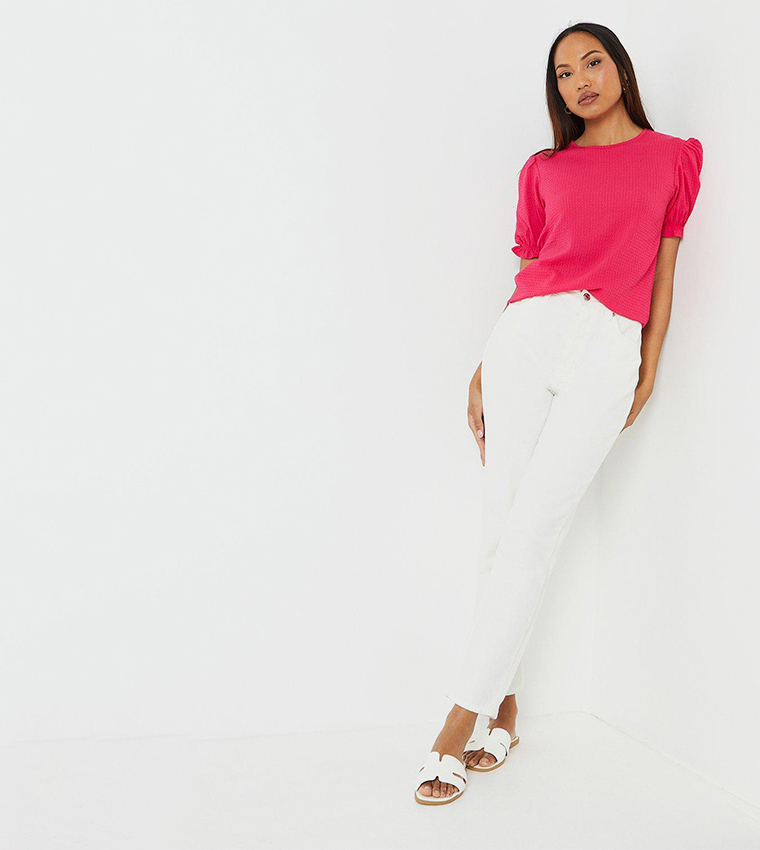 Buy Principles Textured Frill Cuff Top In Pink | 6thStreet Kuwait