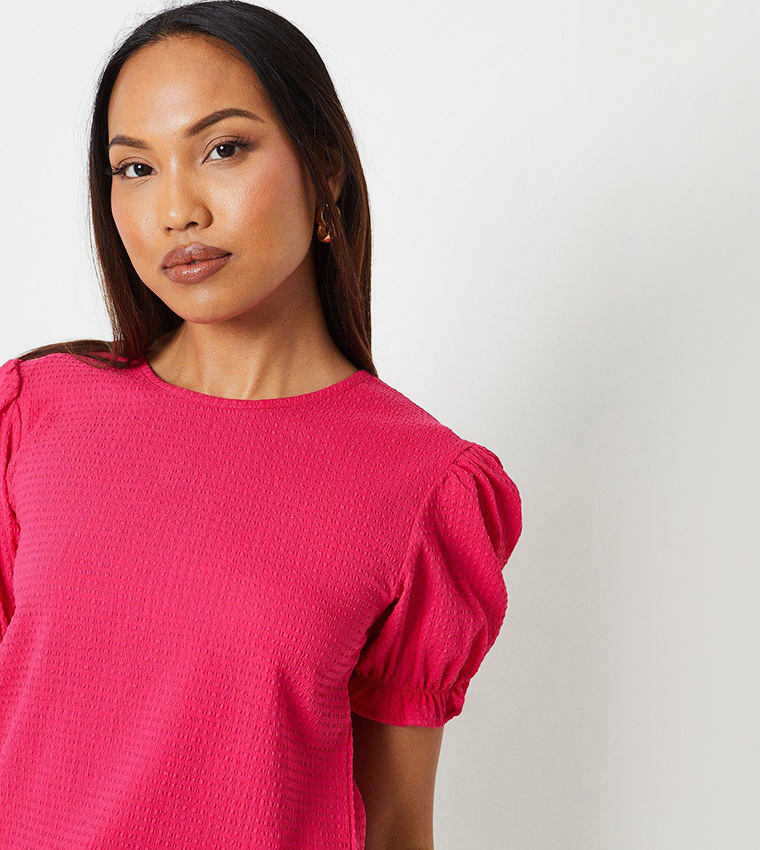 Buy Principles Textured Frill Cuff Top In Pink | 6thStreet Kuwait