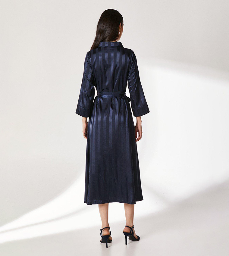 Buy Principles Satin Striped Shirt Dress In Navy | 6thStreet Saudi Arabia