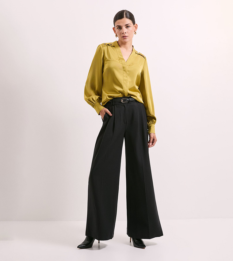 Buy Principles Seam Detail Grown On Collar Shirt In Green | 6thStreet UAE