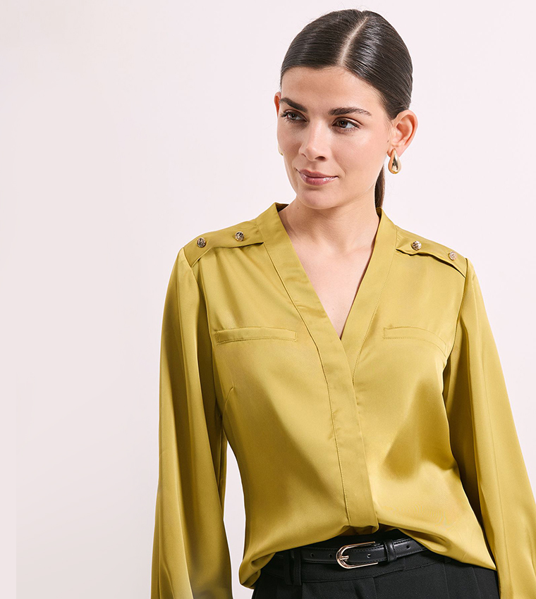Buy Principles Seam Detail Grown On Collar Shirt In Green | 6thStreet UAE