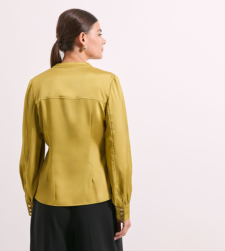 Buy Principles Seam Detail Grown On Collar Shirt In Green | 6thStreet UAE