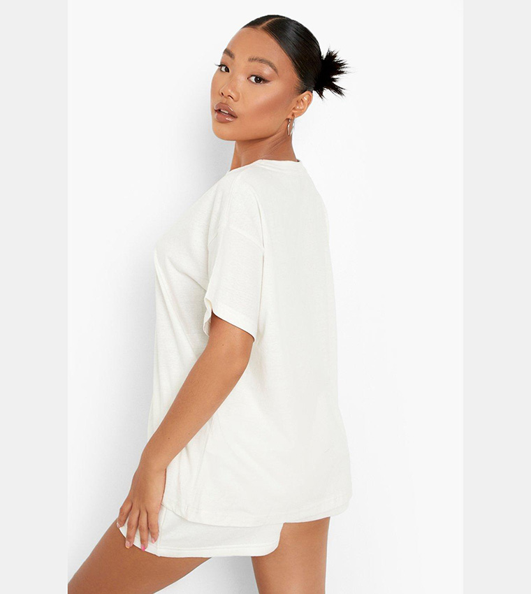 Buy Boohoo Official Studio Text Short Tracksuit In White | 6thStreet Kuwait