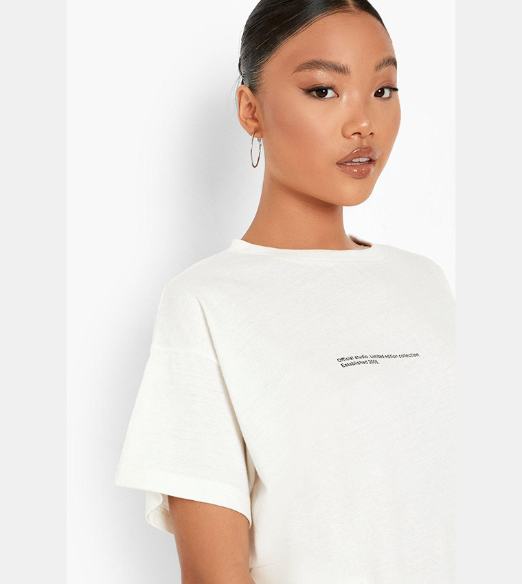 Buy Boohoo Official Studio Text Short Tracksuit In White | 6thStreet Kuwait