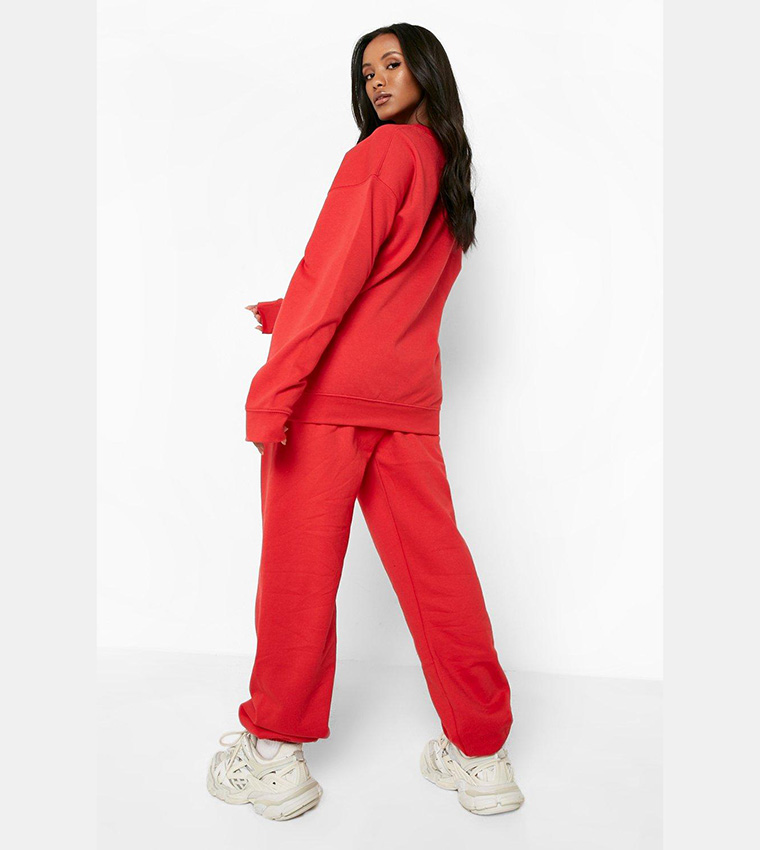 Buy Boohoo Long Sleeves Oversized Tracksuit In Red | 6thStreet UAE