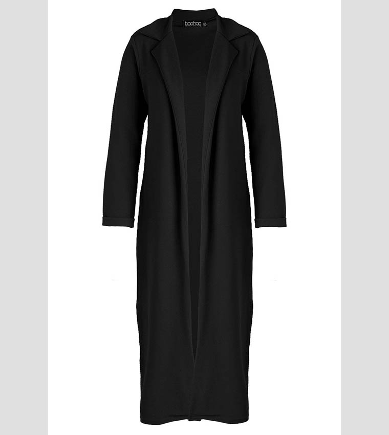 Buy Boohoo Crepe Longline Duster Coat In Black | 6thStreet UAE