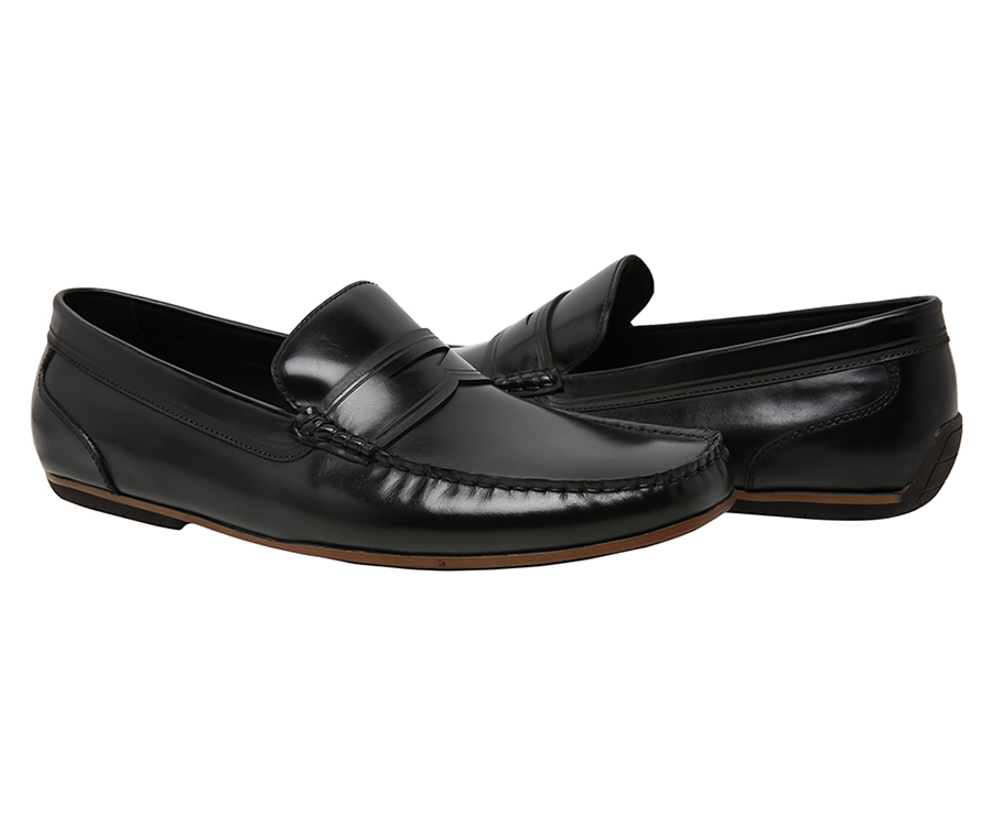 Buy Dune London Rad Di Loafers Black In Black Leather | 6thStreet Saudi ...