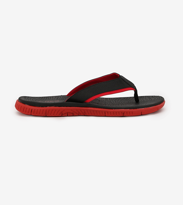 Buy R&B Textured Flip Flops With Wide Straps Black In Black | 6thStreet ...