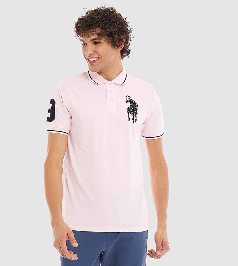 Buy R&B Logo Embroidered T Shirt With Polo Collar And Short Sleeves In ...