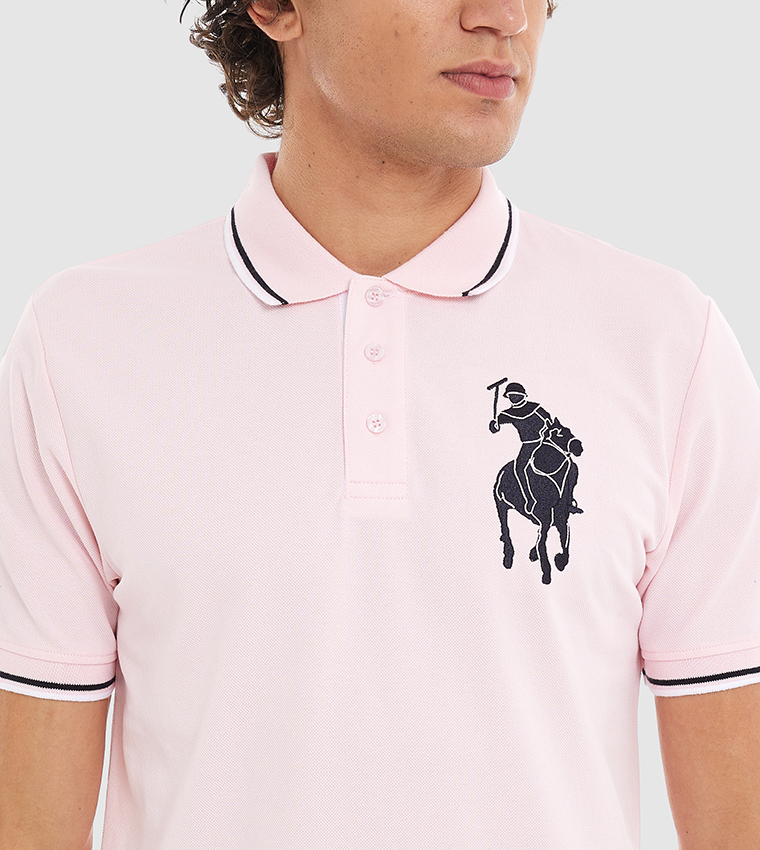 Buy R&B Logo Embroidered T Shirt With Polo Collar And Short Sleeves In ...