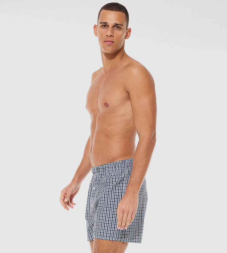 Buy R&B Checkered Woven Boxer In Blue | 6thStreet Qatar