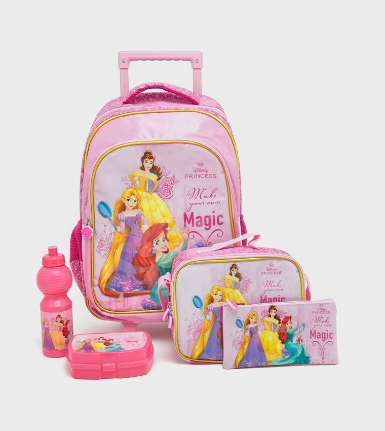 Buy R&B Disney Princess Trolley Backpack Set In Pink | 6thStreet UAE