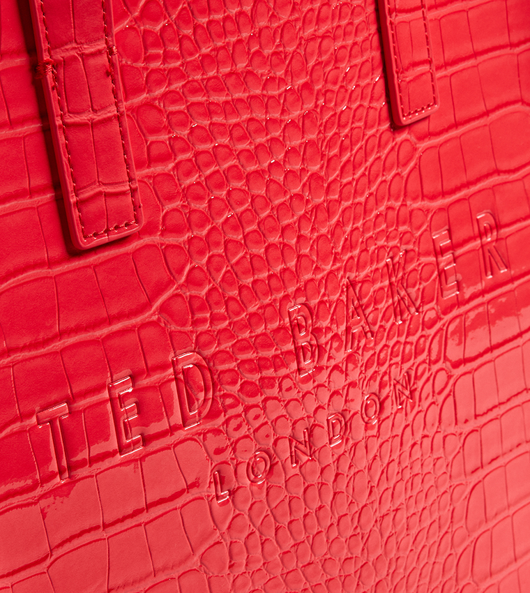 Buy Ted Baker REPTCON Croc Textured Tote Bag In Coral | 6thStreet UAE