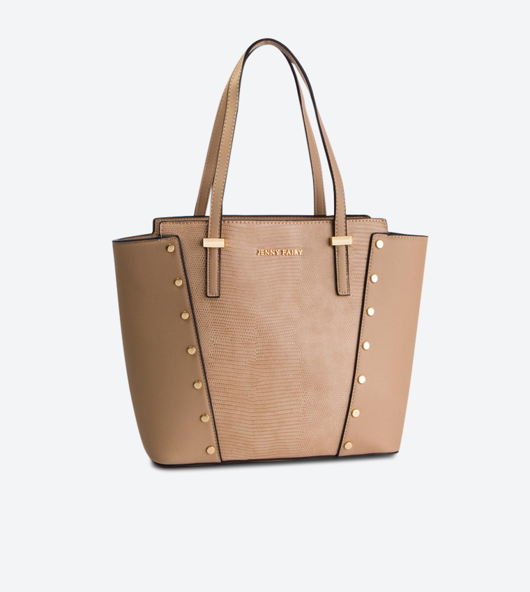 Buy Jenny Fairy @ CCC Stud Detail Top Handles Tote Bag Beige RH1585 In ...