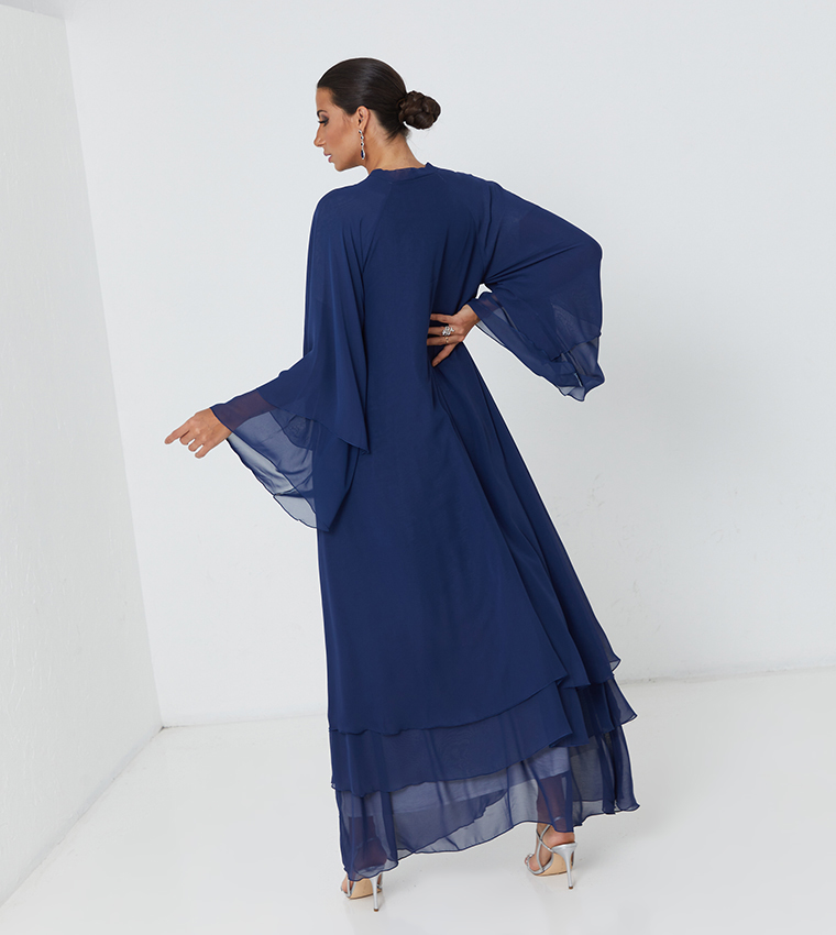 Buy Roza Abaya Three Layers Pico Design Full Body In Blue | 6thStreet ...