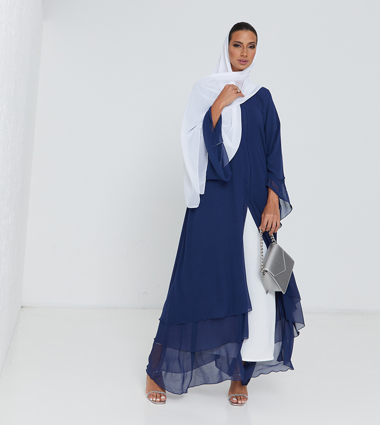Buy Roza Abaya Three Layers Pico Design Full Body In Blue | 6thStreet ...