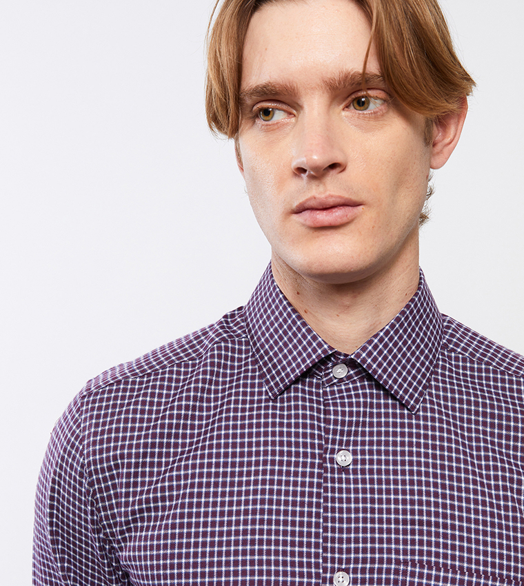 Buy LC Waikiki Formal Regular Fit Plaid Shirt In Maroon | 6thStreet Qatar