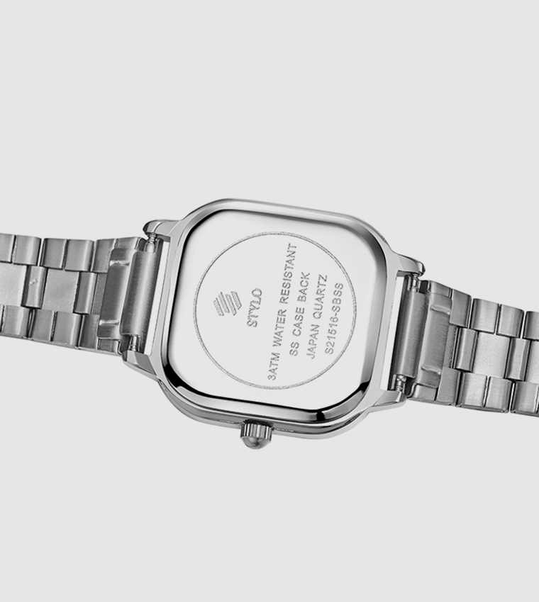 Buy Stylo Analog Square Dial Watch In Silver | 6thStreet Qatar
