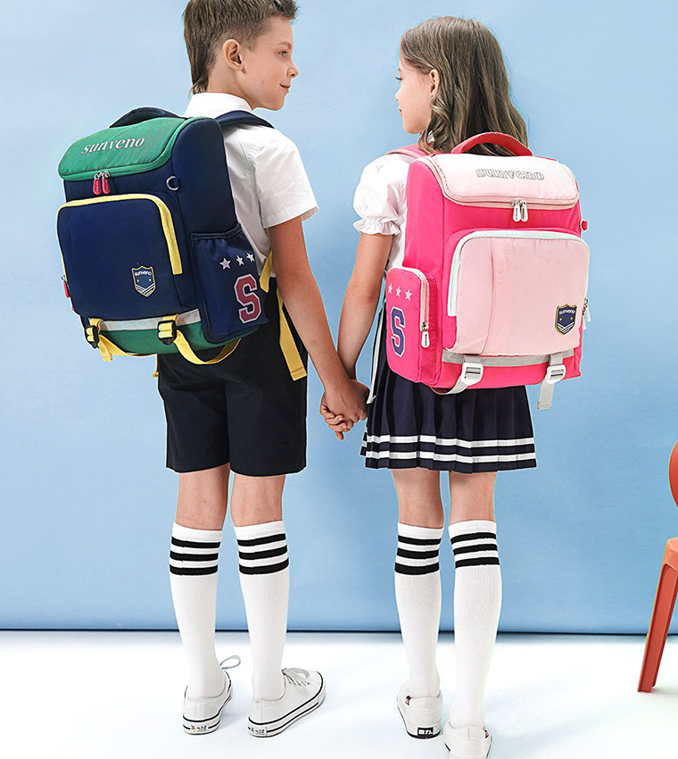 Buy Sunveno @ Sambox Color Block Essential School Bag In Pink ...