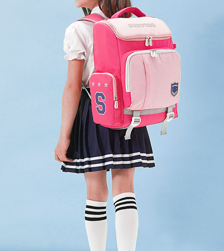 Buy Sunveno @ Sambox Color Block Essential School Bag In Pink ...