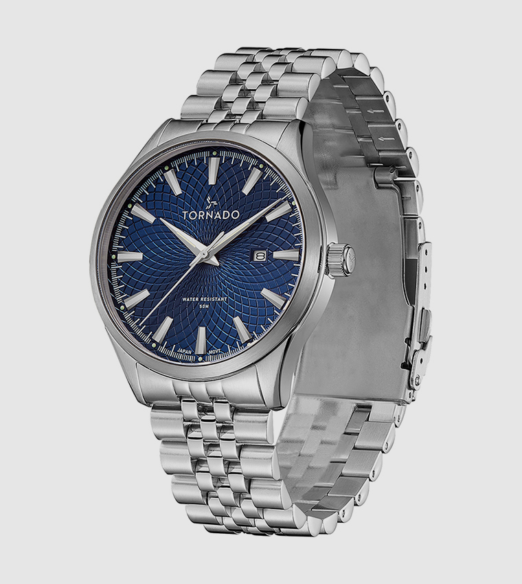 Buy Tornado Analog Round Blue Dial Watch In Silver | 6thStreet Kuwait
