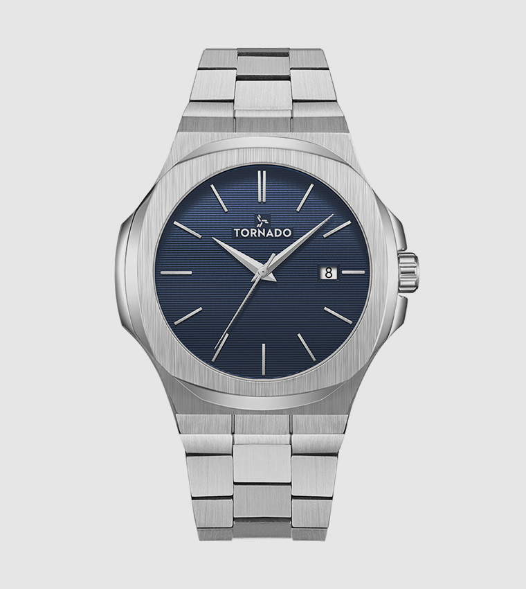 Buy Tornado Analog Round Blue Dial Watch In Silver | 6thStreet UAE