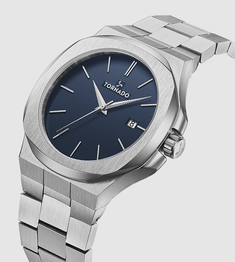 Buy Tornado Analog Round Blue Dial Watch In Silver | 6thStreet UAE