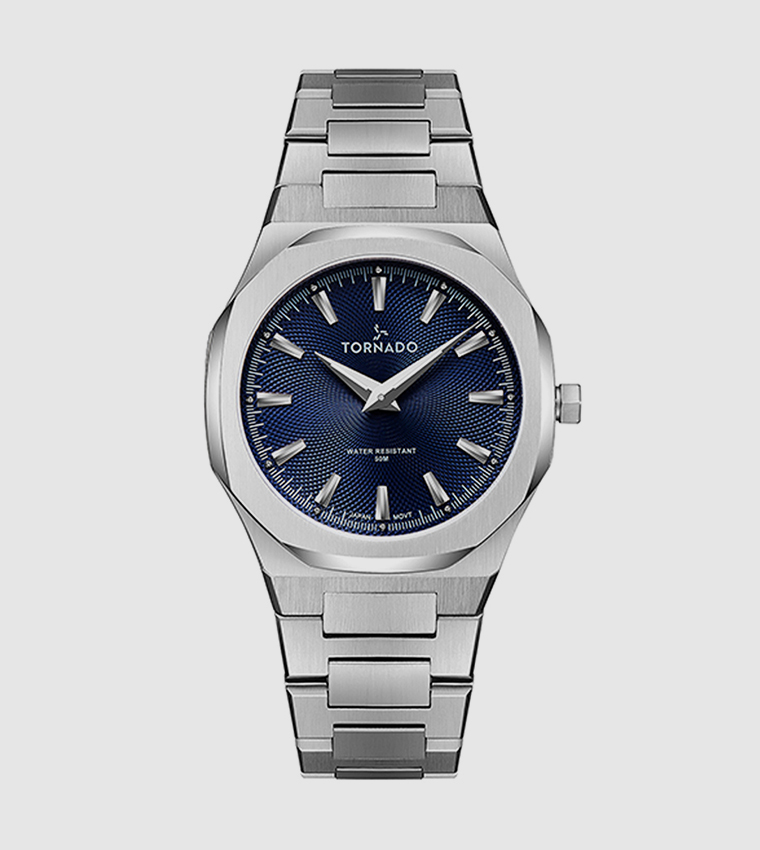 Buy Tornado Analog Round Blue Dial Watch In Silver | 6thStreet Qatar