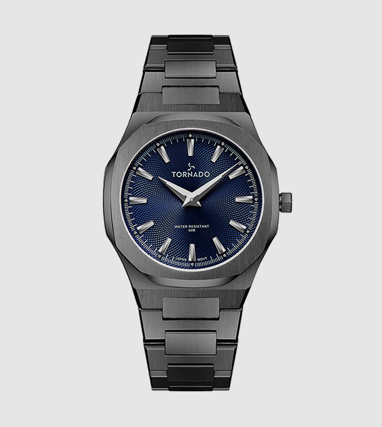 Buy Tornado Analog Round Blue Dial Watch In GUN METAL | 6thStreet Qatar
