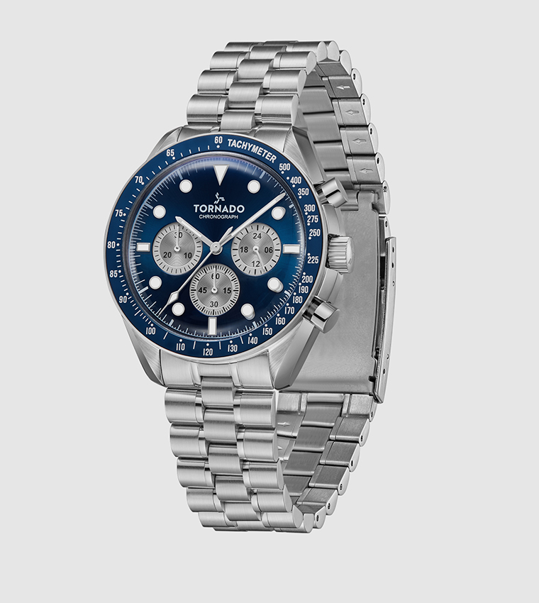 Buy Tornado Round Blue Dial Chronograph Watch In Silver | 6thStreet Saudi Arabia