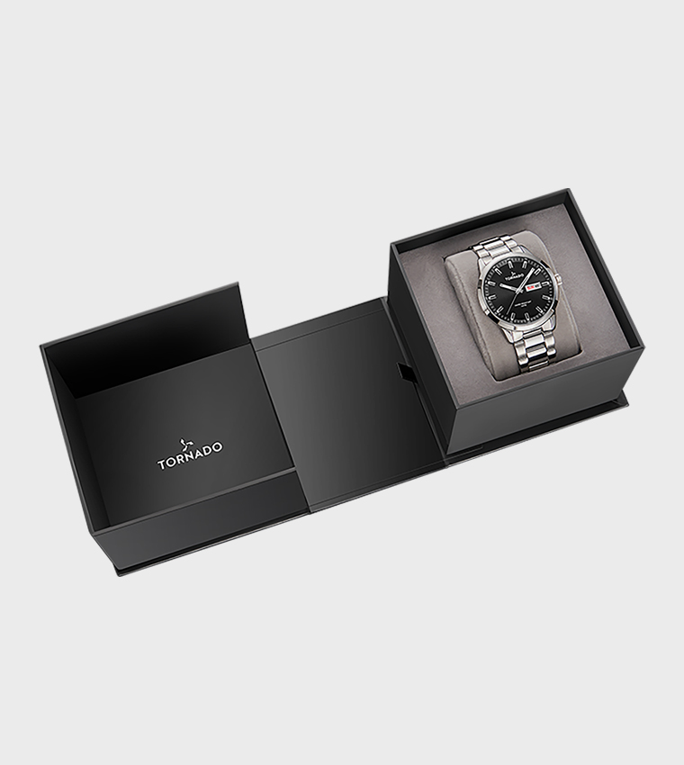 Buy Tornado Round Black Dial Analog Watch In Silver | 6thStreet UAE