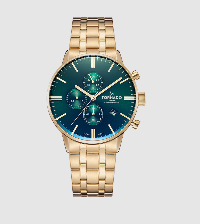 Buy Tornado Chronograph Green Dial Analog Watch In Gold | 6thStreet Kuwait