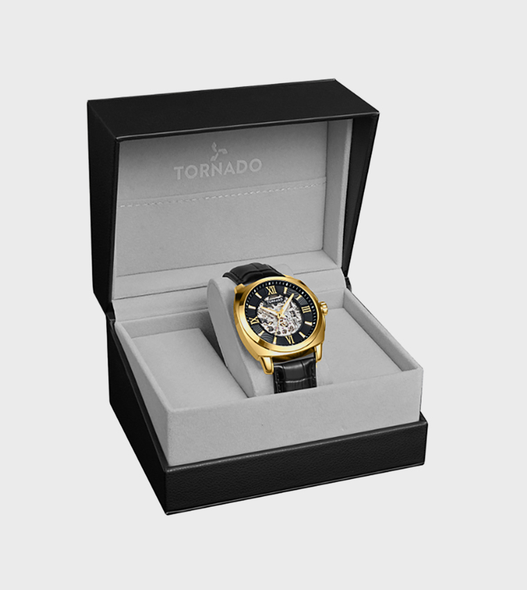 Buy Tornado Black Dial Leather Strap Automatic Watch In Black ...