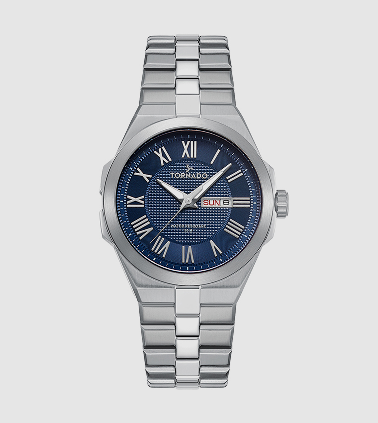 Buy Tornado Analog Round Navy Blue Dial Watch In Silver | 6thStreet Qatar