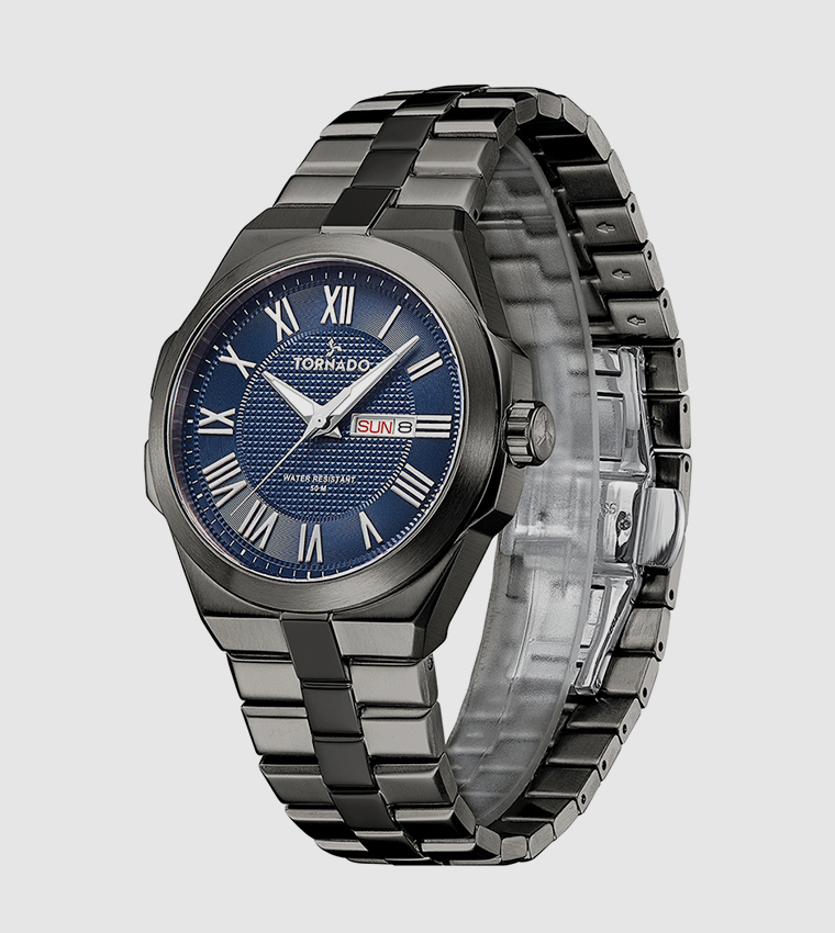 Buy Tornado Analog Round Navy Blue Dial Watch In GUN METAL | 6thStreet ...