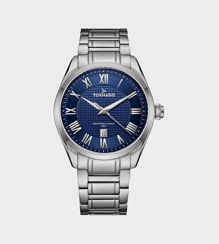 Buy Tornado Analog Round Blue Dial Watch In Silver | 6thStreet UAE