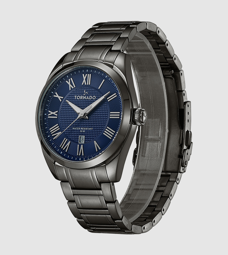 Buy Tornado Analog Round Navy Blue Dial Watch In GUN METAL | 6thStreet Qatar