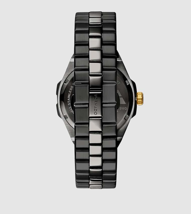 Buy Tornado Black With Rose Gold Index Dial Analog Watch In Black ...